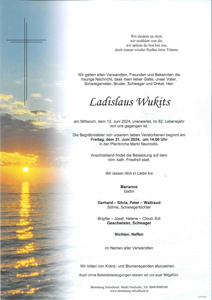 Todesanzeigen - Schoditsch - Tischlerei und Bestattung